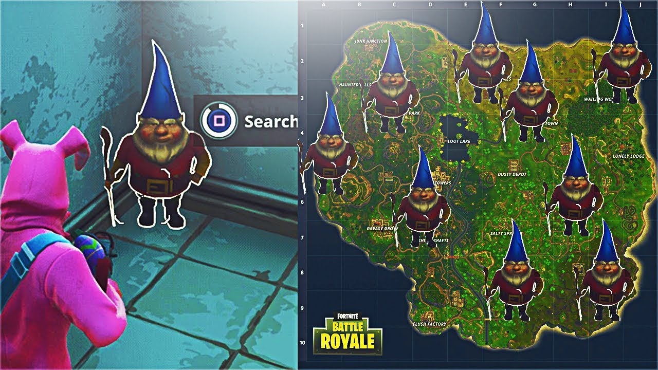 Fortnite: Search the Hidden Gnome in different named locations to discover the creepy laughing ...
